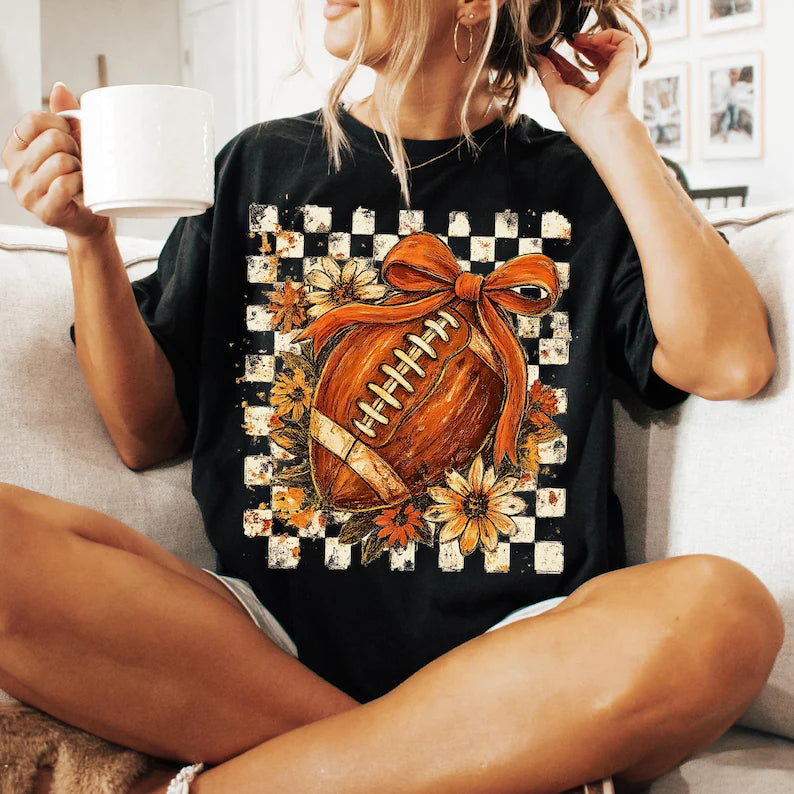 Fall Checker Football - Full Color DTF Transfer-2-5 Business Days ...